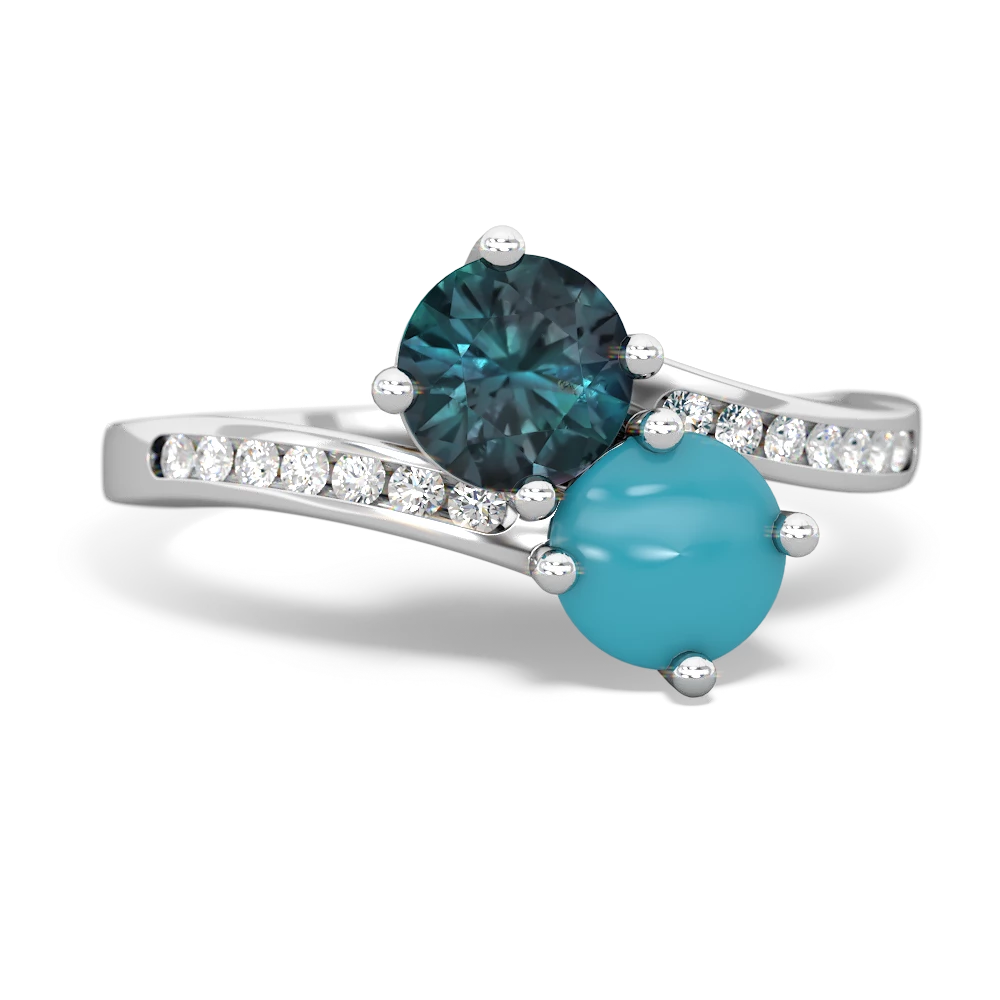 White gold ring with turquoise stone store